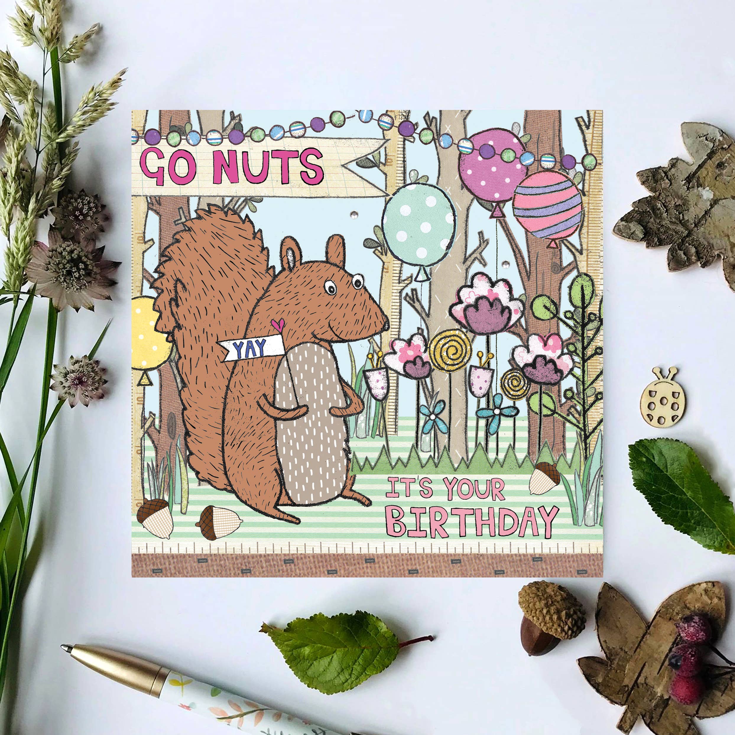 Go Nuts! Birthday card – Ginny and Trigg