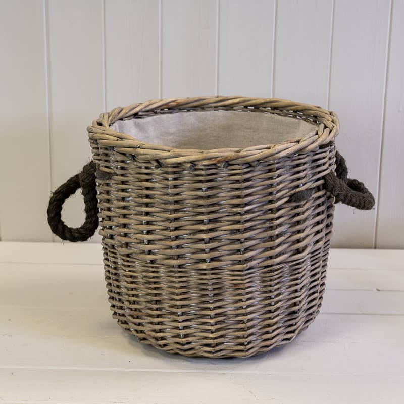 Round Log Basket With Rope Handles – Ginny and Trigg